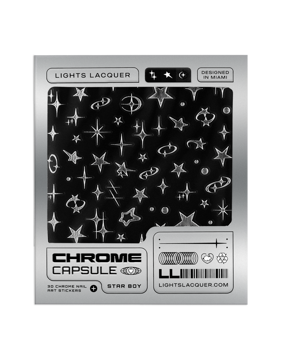 3D Chrome Star Boy Nail Stickers